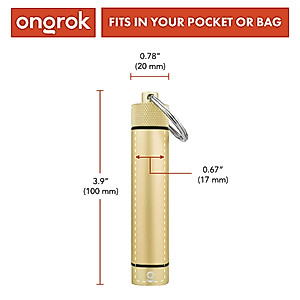 ONGROK Premium Storage Tube, Keychain, Pocket-Sized, Airtight, Aluminum Metal Holder and Case (Gold)