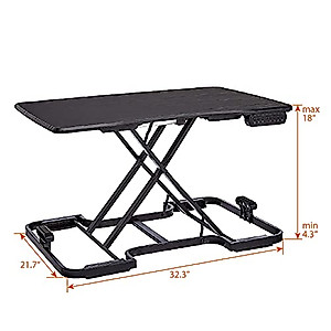 Amazon Basics Rectangular 5-Level Adjustable/Portable Electronic Standing Computer Desk Converter, Wood Surface, 18 Inch, Black