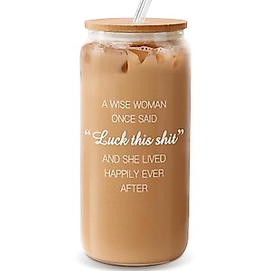 Gifts for Women,Funny Birthday Gifts,Gag Gifts for Coworker,Retired Friend,Boss,Teacher,Nurse,Mother,Valentine Day Gifts for Girlfriend,Sister - A Wise Woman Once Said "F*ck this sh*t" 18 OZ Can Glass