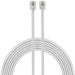 Power Gear Telephone Line Cord, 100 Feet, Phone Cord, Modular Jack Ends, Works for Phone, Modem or Fax Machine, for Use in Home or Office, White, 27638