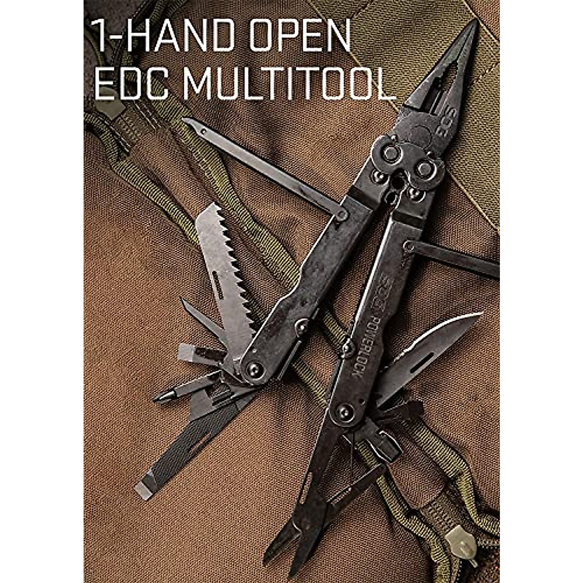 SOG Multitool - Powerlock Heavy Duty Multitool Pliers, Electrician Wire Cutter Multi Tool w/ Ballistic Nylon Multitool Sheath with Clip (S60N-CP)