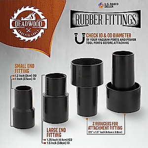 DCT Dust Collector Accessories Kit – 1.25in x 10ft Vacuum Hose, Dust Collection Fittings, and Vacuum Reducer