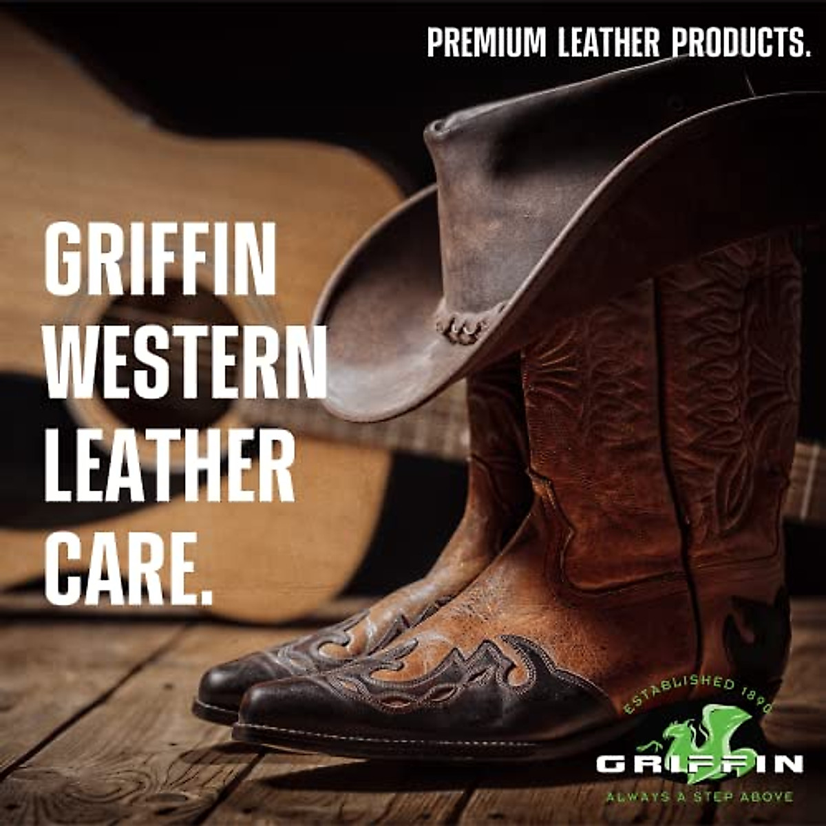 Griffin Western Exotic Leather Conditioner (8 oz.) - Non-Toxic Formula for Cowboy Boots, Snakeskin, Alligator, Crocodile, Leather Apparel and More! - Made in The USA Brown