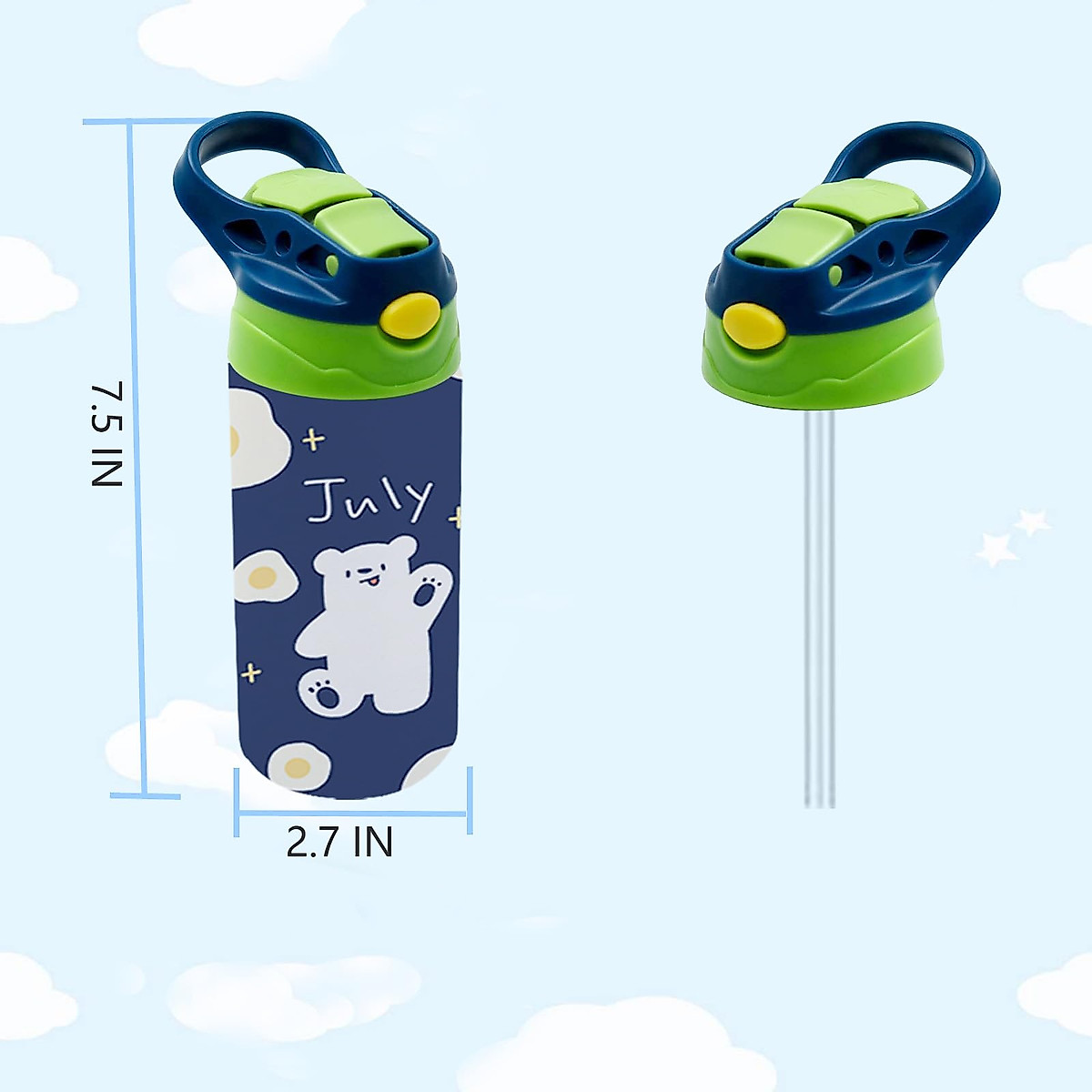 HIZEE 12 oz Sublimation Tumbler,6 Pack Sublimation Straw Sippy Cup Blank with One-click Pop-up Straw and Handle,Spill Proof Stainless Steel Thermos Water Bottles for School,Milk, Soda, Juice, Drinks