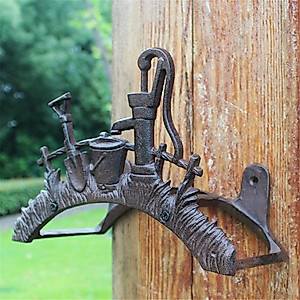 Riyyow Personality Cast Iron Shovel Bucket Decoration Water Pipe Holds Rack Antique Garden Yard Decorative Wall Mounted Hose Butler Garden Hose Storage Device Decoration Cast Iron Doorbell Decoration