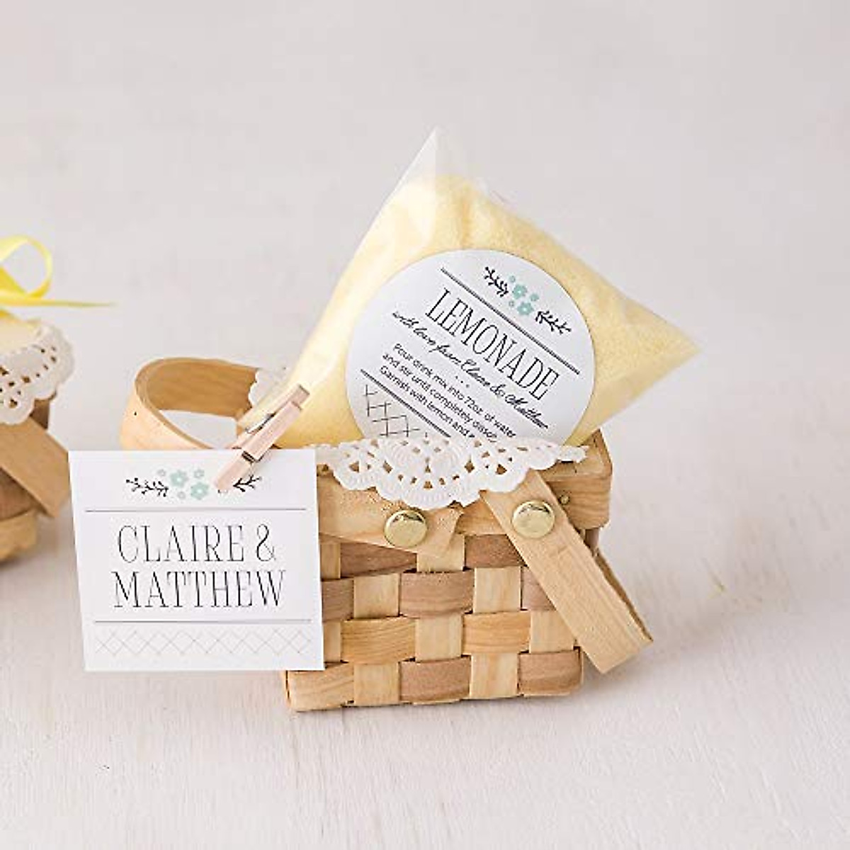 WEDDINGSTAR Miniature Woven Picnic Basket Favor - Set of 6