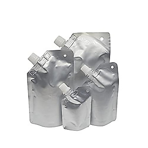 NATX 20Pcs 1.69oz (50ml) Oblique Aluminum Foil Plastic Spout Bag Stand Up Packaging Pouches Liquid Bag Portable Smoothie Bag Heavy Duty Juice Water Bag Milk Bags Clear Gray