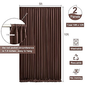 Tao-Ge 10x10 Brown Backdrop Curtain for Parties Wedding Wrinkle Free Brown Photo Curtains Backdrop Drapes Fabric Decoration for Birthday Party Baby Shower 5ft x 10ft,2 Panels