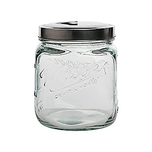 Mason Craft & More Airtight Kitchen Food Storage Clear Glass Pop Up Lid Canister, Medium 2.7 Liter Pop Up Canister