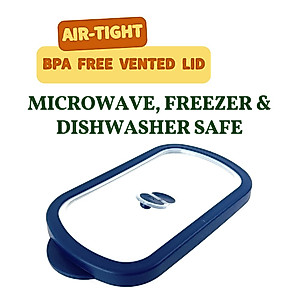 GODAGE 10-Piece Rectangle Food Storage Containers with Vented Lids, Airtight and BPA Free, Stackable, Microwave, Freezer, and Dishwasher Safe (BLUE)