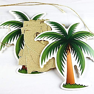 YiiiGoood Gold Glittery Drink Up Beaches Banner Palm Coconut Tree Garland Tropical Beach Bachelorette Bunting Hawaii Luau Tropical Summe Bachelorette Beach Party Decorations