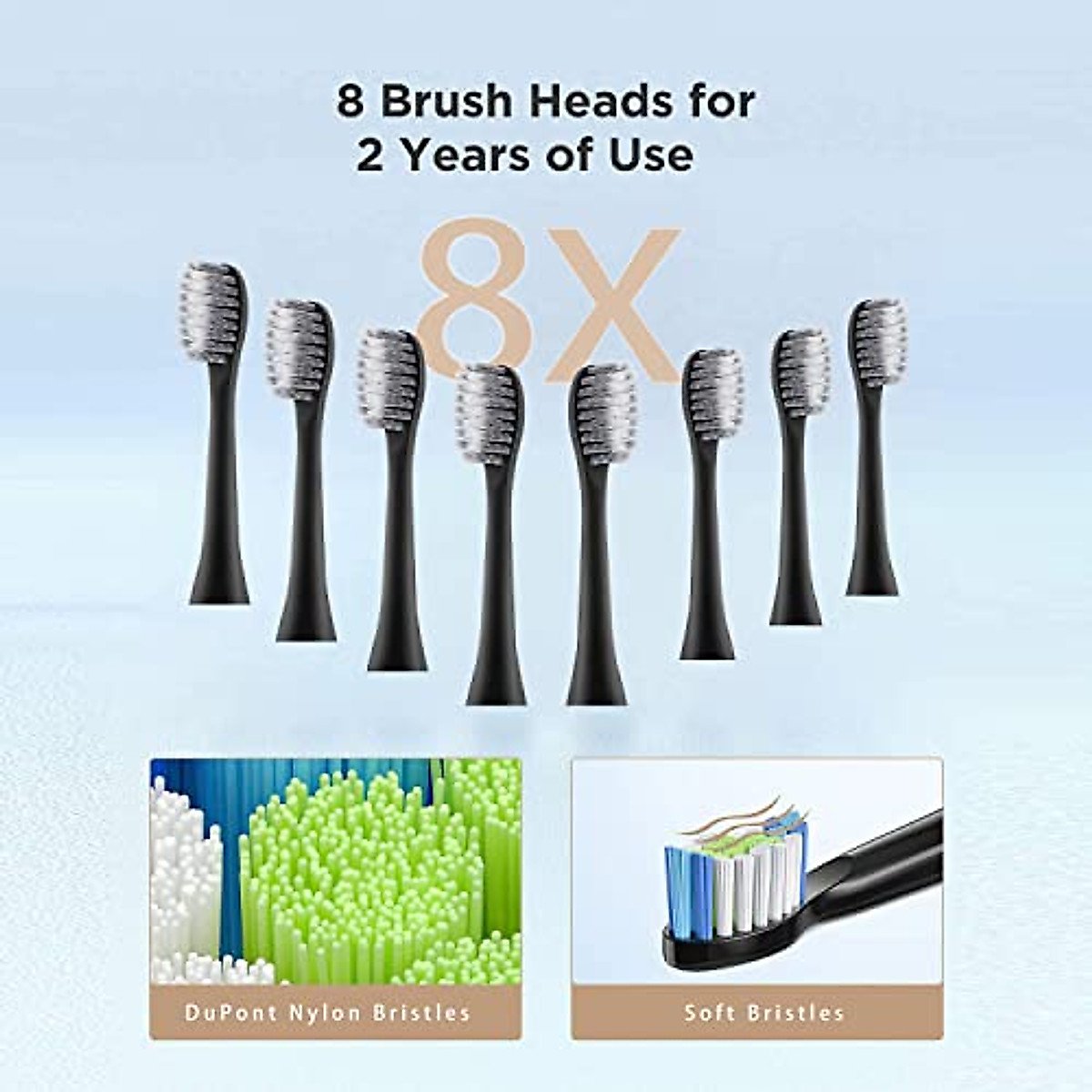 wisdent Sonic Electric toothbrush for adults, Sonic Rechargeable Toothbrush, Electric toothbrush with 15 modes, Toothbrush with High vibration frequency 8 Brush Heads