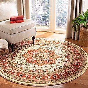 SAFAVIEH Lyndhurst Collection 12' Round Ivory / Rust LNH330R Traditional Oriental Non-Shedding Dining Room Entryway Foyer Living Room Bedroom Area Rug