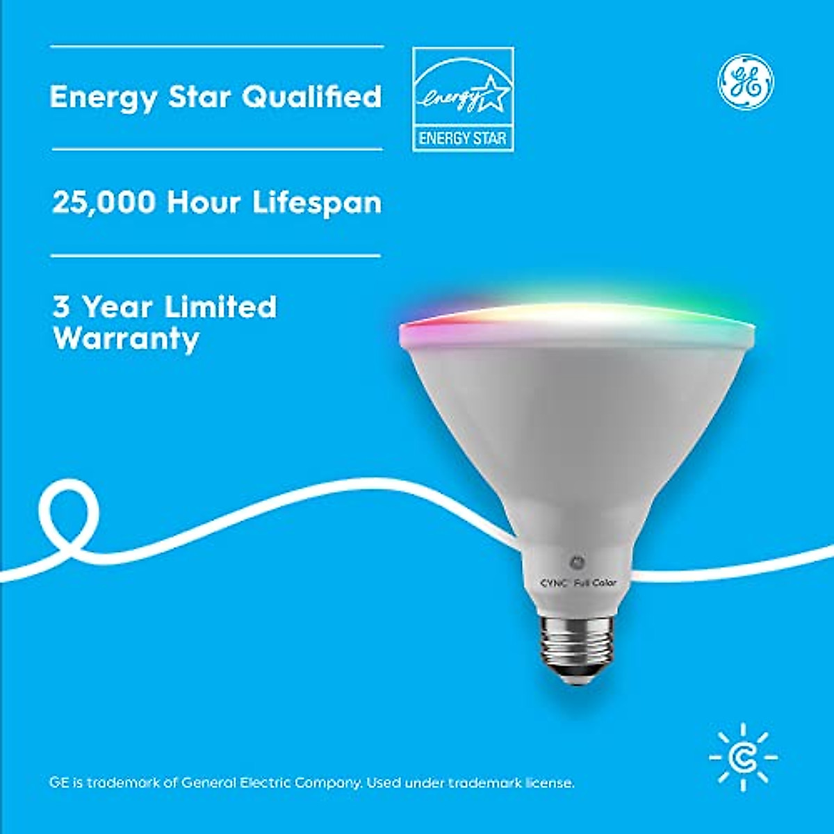 GE CYNC Smart LED Light Bulbs, Color Changing Lights, Bluetooth and Wi-Fi Lights,Compatible with Alexa and Google Home, PAR38 Outdoor Floodlight Bulbs (4 Pack)