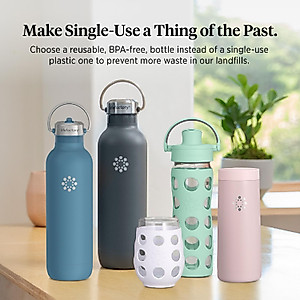 LIfeFactory Stainless Steel Vacuum-Insulated Sport Bottle, 24 Ounce, Mint