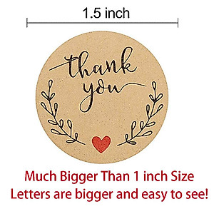 1.5" Thank You Stickers, Kraft Paper 500 Labels Per Roll, 6 Colors Available