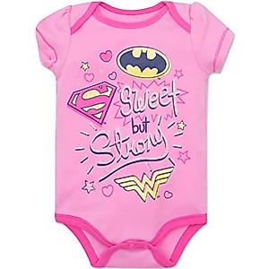 WARNER BROS Justice League Newborn Baby Girls 5 Pack Cosplay Costume Bodysuits Logo Girls 0-3 Months