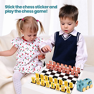 O WOWZON 3 in 1 Automatic Domino Train Toy-140 PCS Building and Stacking Electric Running Toys Light & Sound Trains, Colorful Fun Stickers and Chess Game,Storage Bag,Gift for Boys Girls kids