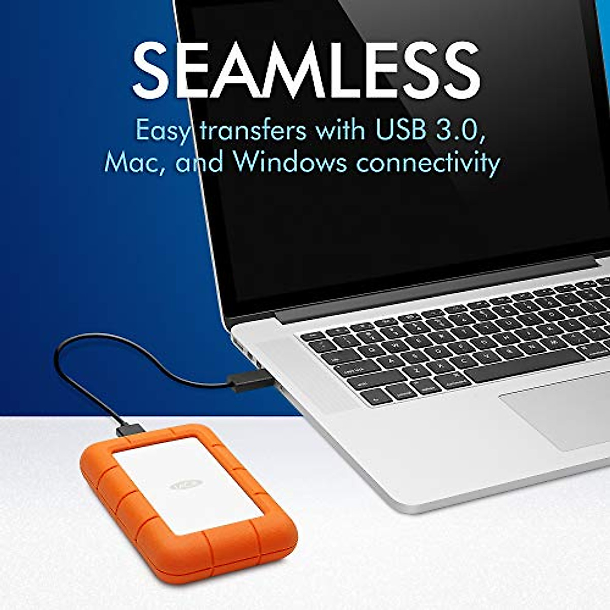 LaCie Rugged Mini 5TB External Hard Drive Portable HDD – USB 3.0/2.0 Compatible, Drop Shock Dust Rain Resistant Shuttle Drive, For Mac And Computer Desktop Workstation PC Laptop (STJJ5000400)