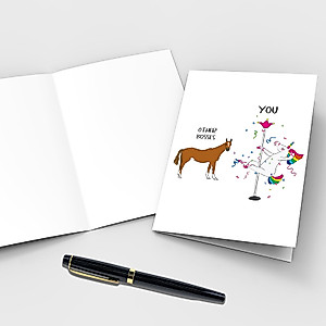 Qiliji Funny Unicorn Boss Card, Boss Day Card for Boss Men Women, Boss Birthday Card, Boss Appreciation Card, Boss Gift for Him Her, Pole Dancing Boss Card