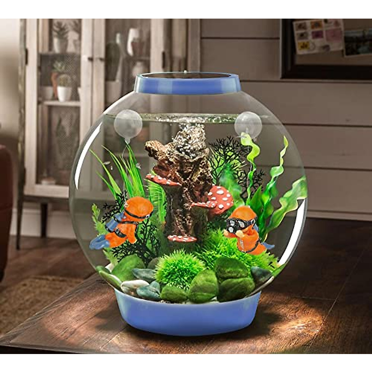 ZUOFANG 2Pcs Floating Aquarium Decorations, Small Fish Tank Decorations Decor, Betta Fish Toys for Fish Tanks Accessories, Cute Miniature Little Diver