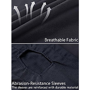 MAGCOMSEN Tactical Men's T-Shirt with Pockets, Long Sleeve, Zipper, High Neck, Lightweight, Black