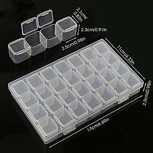 Segbeauty Gem Organizer, Clear Bead Container 28 Compartments with Secure Lids, Removable Tiny Jewelry Storage Box, Transparent Jewelry Organizer for Seeds Craft Making Accessories