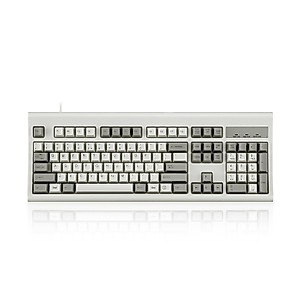 Perixx PERIBOARD-106M, Wired Performance Full-Size USB Keyboard, Curved Ergonomic Keys, Classic Retro Gray/White Color, US English Layout