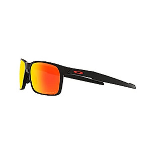 Oakley Men's OO9460 Portal X Rectangular Sunglasses, Polished Black/Prizm Ruby Polarized, 59 mm