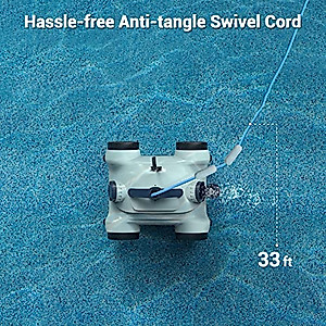 Robotic Pool Cleaner, Wired Automatic Pool Vacuum, Powerful Cleaning with Dual Drive Motors, IPX8 Waterproof for Above/In-Ground Swimming Pools