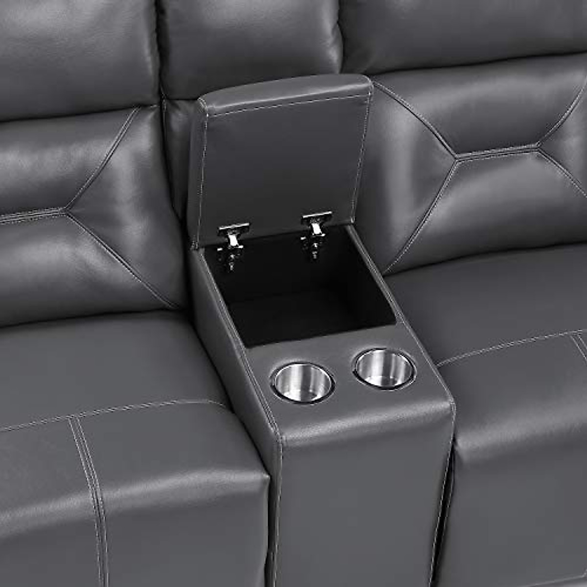 Lexicon Edelweiss Power Double Reclining Loveseat, Dark Gray