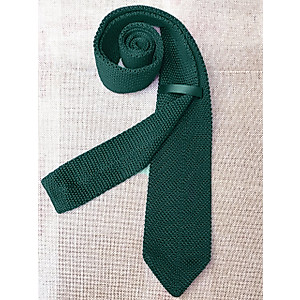 Vintage Ugly Dark Green Tie for Men Knitting Narrow Necktie for Adults Best Gift