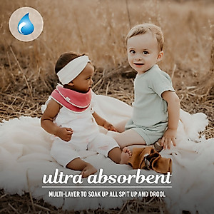 Kishu Baby Indi - GOTS Organic Pom Pom Bibs for Girls - Set of 5 Super Soft Muslin Baby Drool Bibs with Snaps (Partita)