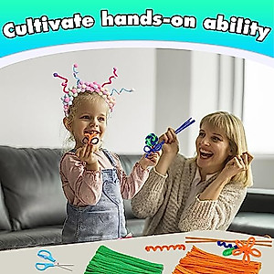 LUNARM 300 PCS Pipe Cleaners, Pipe Cleaners Crafts with Scissors Chenille Stems for Art and Craft Projects, Pipe Cleaners Chenille Stems Creative DIY Decorations (Yellow)