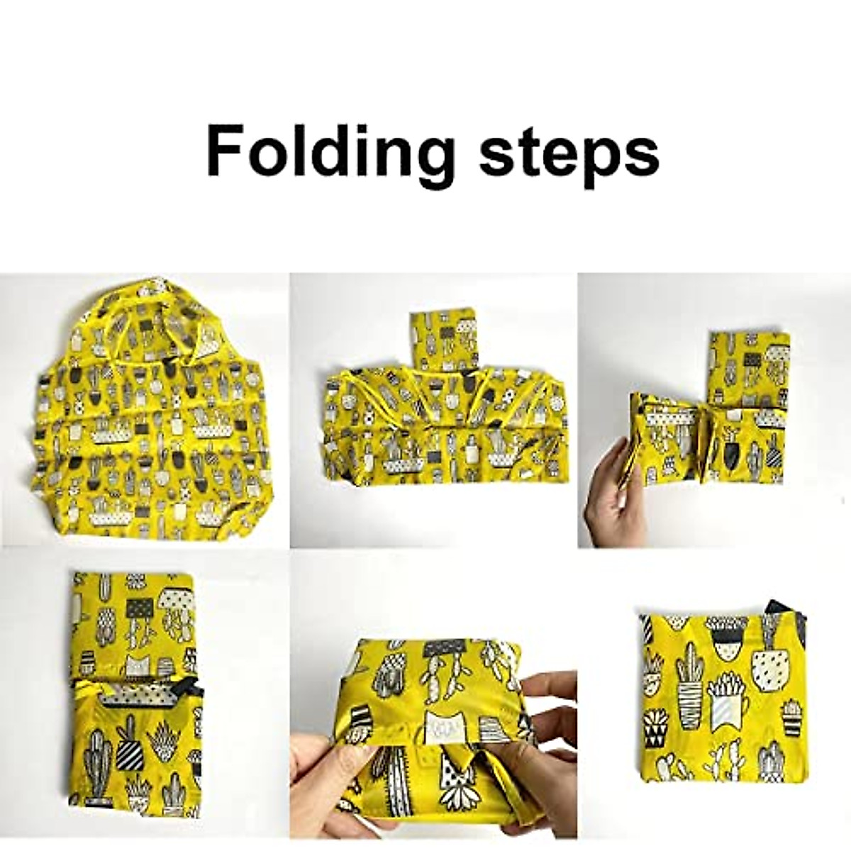 THVALUE Reusable Tote Bag Foldable Shopping Grocery Bags, Washable Durable Shopping Bags Eco-Friendly Ripstop Nylon Tote Bags Waterproof & Lightweight, 6 Pack