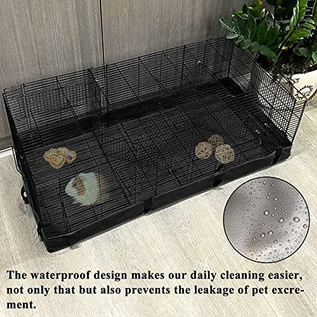 BNOSDM Guinea Pig Cage Liner, Small Animals Washable Bedding 47"x 24" Canvas Bottom Pet Cage Accessories for Hamsters Rabbits Hedgehogs Ferrets (Black)