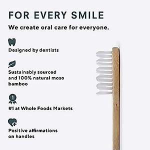 Plus Ultra Bamboo Toothbrush - Eco-Friendly BPA Free Soft Bristle Toothbrush for Adults - Dentist-Approved All-Natural Toothbrush with “Hello Gorgeous” Etched on Handle