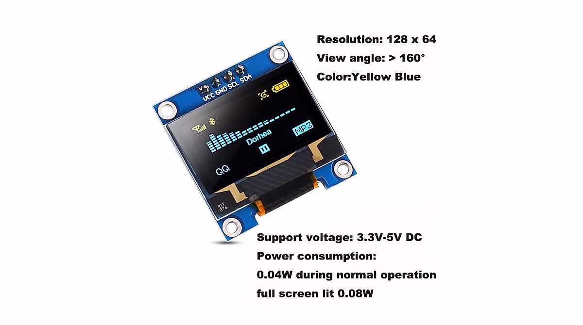 Dorhea 0.96 inch OLED i2c Display Module IIC Serial LCD Screen 0.96 ...