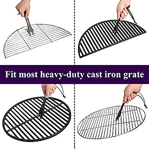 FIRELOOP Grill Grate Lifter Grill Cast Iron Cooking Grid Lifter,Big Green Egg Cast Iron Cooking Grate Handling Lifter Accessories for Moving Cast Iron and Stainless Steel Grilling Nets