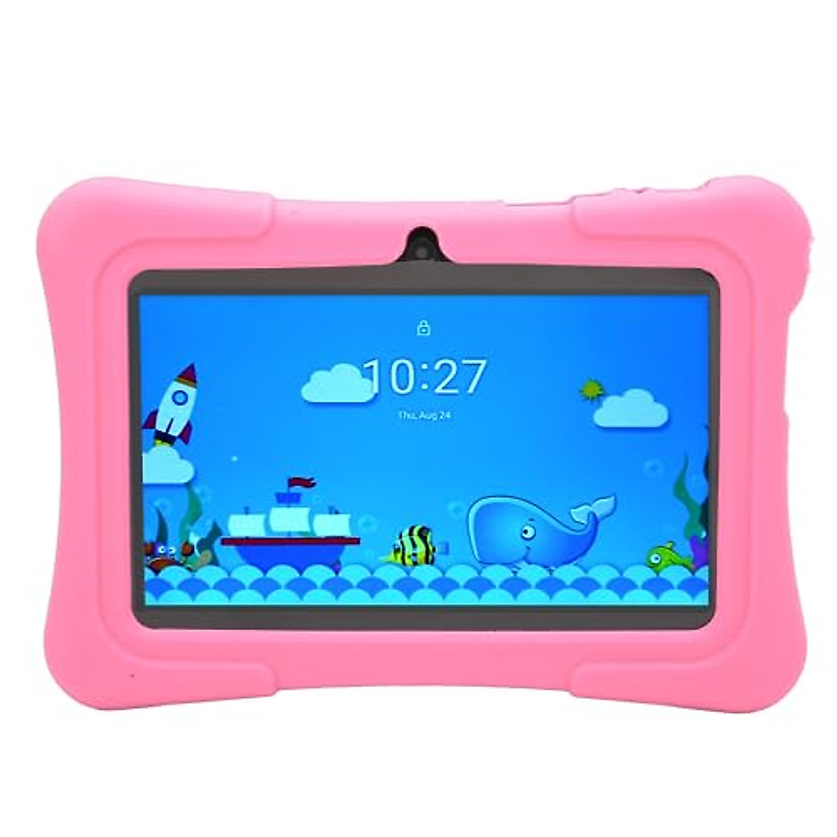 Honio Cute Kids Tablet, WiFi Touch Screen, 7 Inch Kids Tablet, 3000mAh Battery, Dual Camera, Quad Core, 100-240V for Girls for Android 10.0 (US Plug)