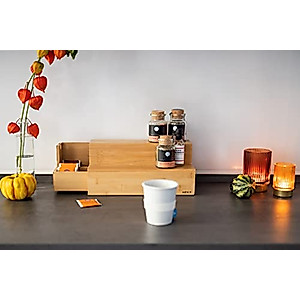 WENKO Bamboo Tea Bag Organizer with Drawer, Tea Bag Storage Container, Coffee and Tea Caddy for Kitchen, Tea Station, Tea Bag Holder, Coffee Bar Accessories and Organizer, 13 x 6.7 x 5.9 in