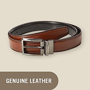Perry Ellis Men's Portfolio Double Stitched Leather Reversible Belt (Sizes 30-42 Inches), Brown/Black, 34