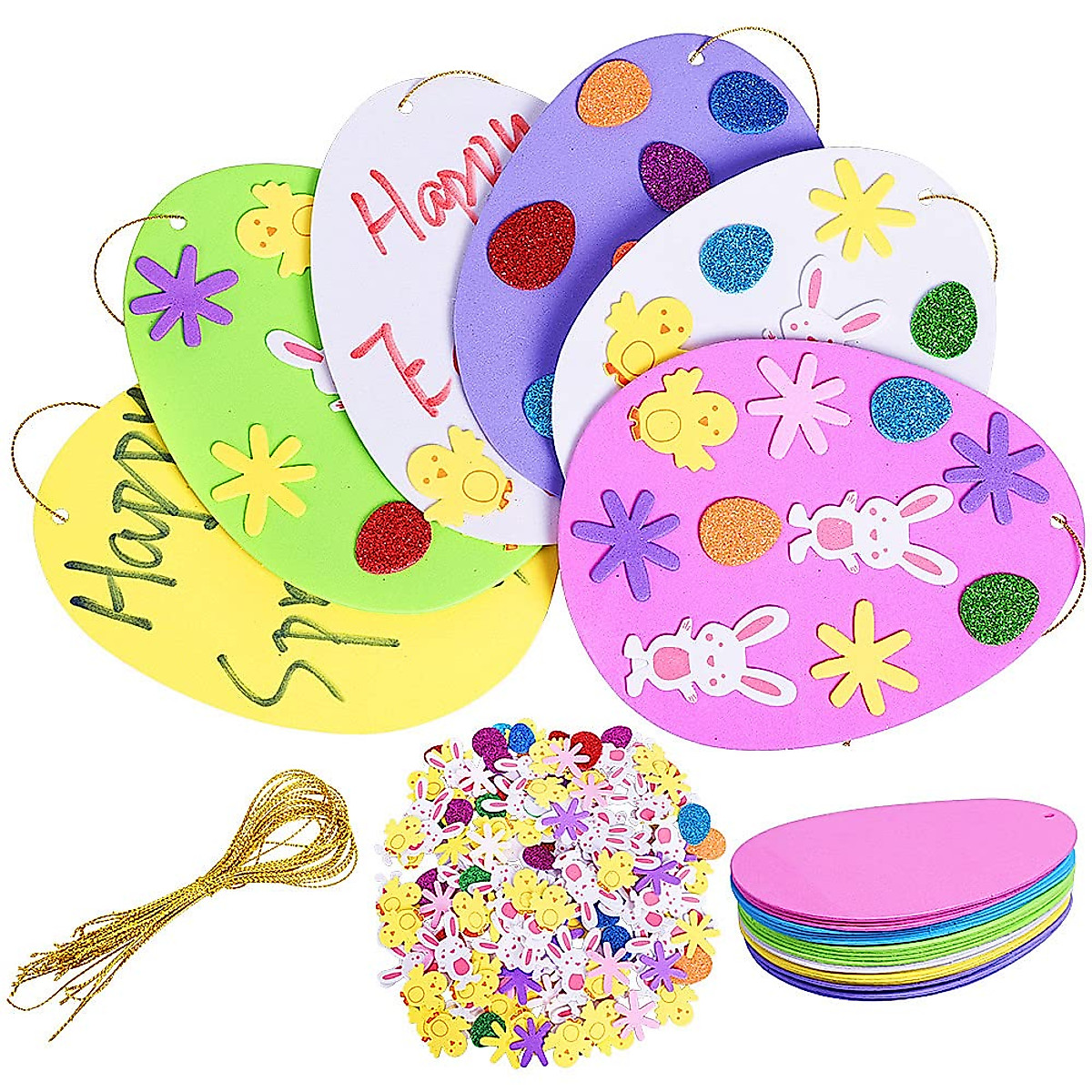 Max Fun 208PCS Easter Foam Stickers Set Easter Eggs Crafts DIY Egg Easter Craft for Kids Easter Decorations Party Favors Supplies (Easter Egg)