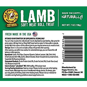 Happy Howie's Natural Dog Treats - Dog Meat Roll, Healthy Dog Treat & Training Tool, Easily Hide Pills, Made in The USA, Simple Ingredients, Soft Meat Roll - Variety (Beef, Turkey, Lamb), 7 Oz Each