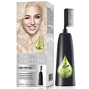 HJL Hair Color Permanent Hair Dye Cream with Comb Applicator Ammonia Free Hair Coloring Kit, Light Blonde, Pack of 1