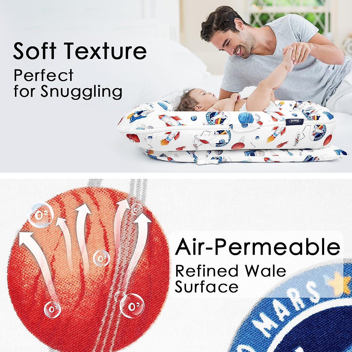 Infant Lounger Baby Nest Replacement Cover | Hypoallergenic | Premium | [Fits Dockatot Deluxe+] (Cover Only) (Driver Dinos)