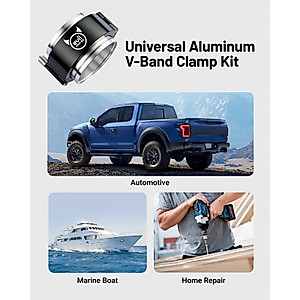 EVIL ENERGY V Band Aluminum, Quick Release V Band Clamp with Flange Intake Intercooler Pipe Clamp (1, 2.5")