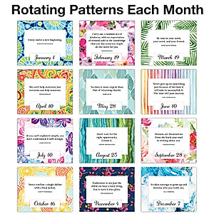 Motivational & Inspirational Perpetual Daily Flip Calendar Self-Standing Easel (Rainbow Stripe)