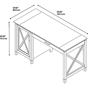 Bush Furniture Key West Collection 54W Single Pedestal Desk in Washed Gray