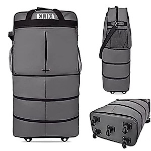 ELDA Expandable Foldable Luggage Suitcase Rolling Duffel Bag Travel Bag for Men Women Lightweight Suitcase Large Capacity Luggage with Universal Spinner Wheels